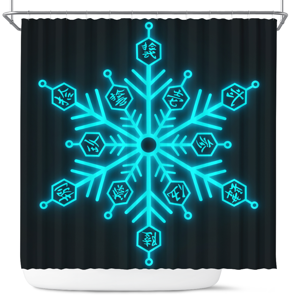 Demon Slayer Akaza Compass Needle Snowflake Shower Curtain