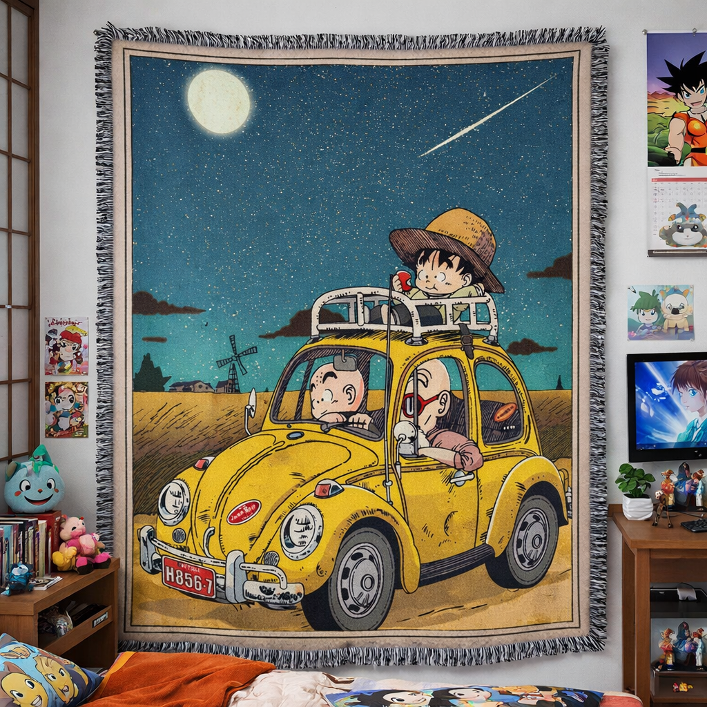 Dragon Ball Road Trip Retro Woven Throw Blanket