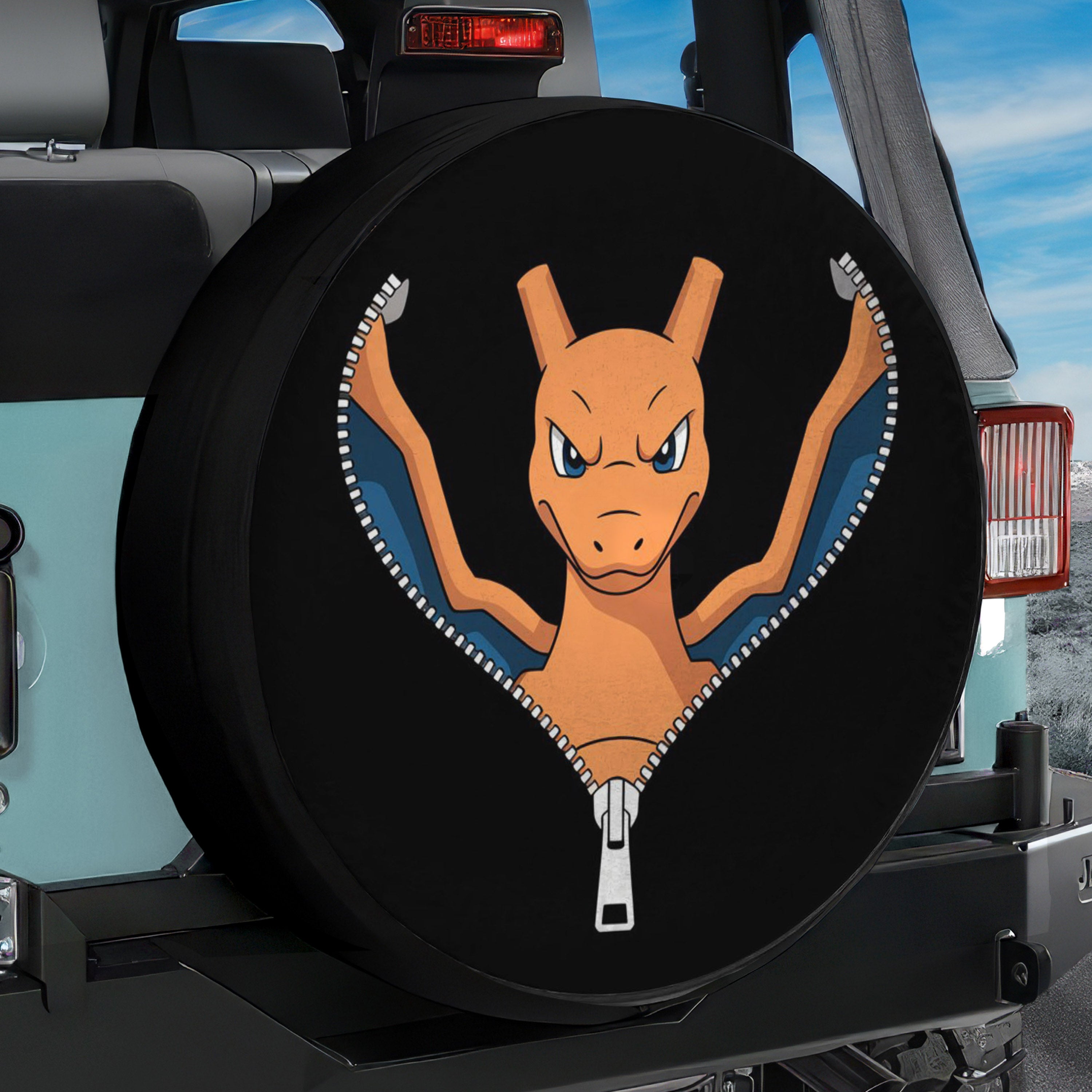 Charizard Pokemon Unzipped Jeep Car Spare Tire Cover