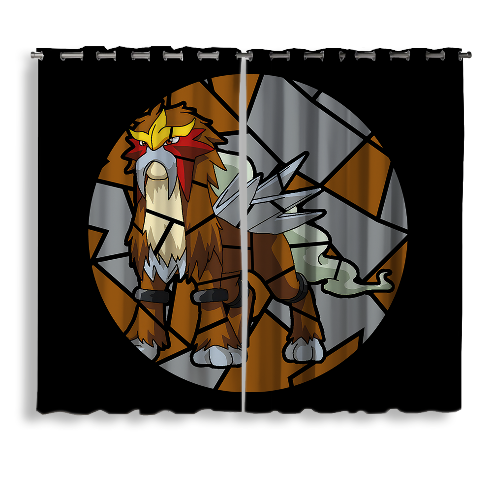 Entei Pokemon Stained Glass Window Curtain