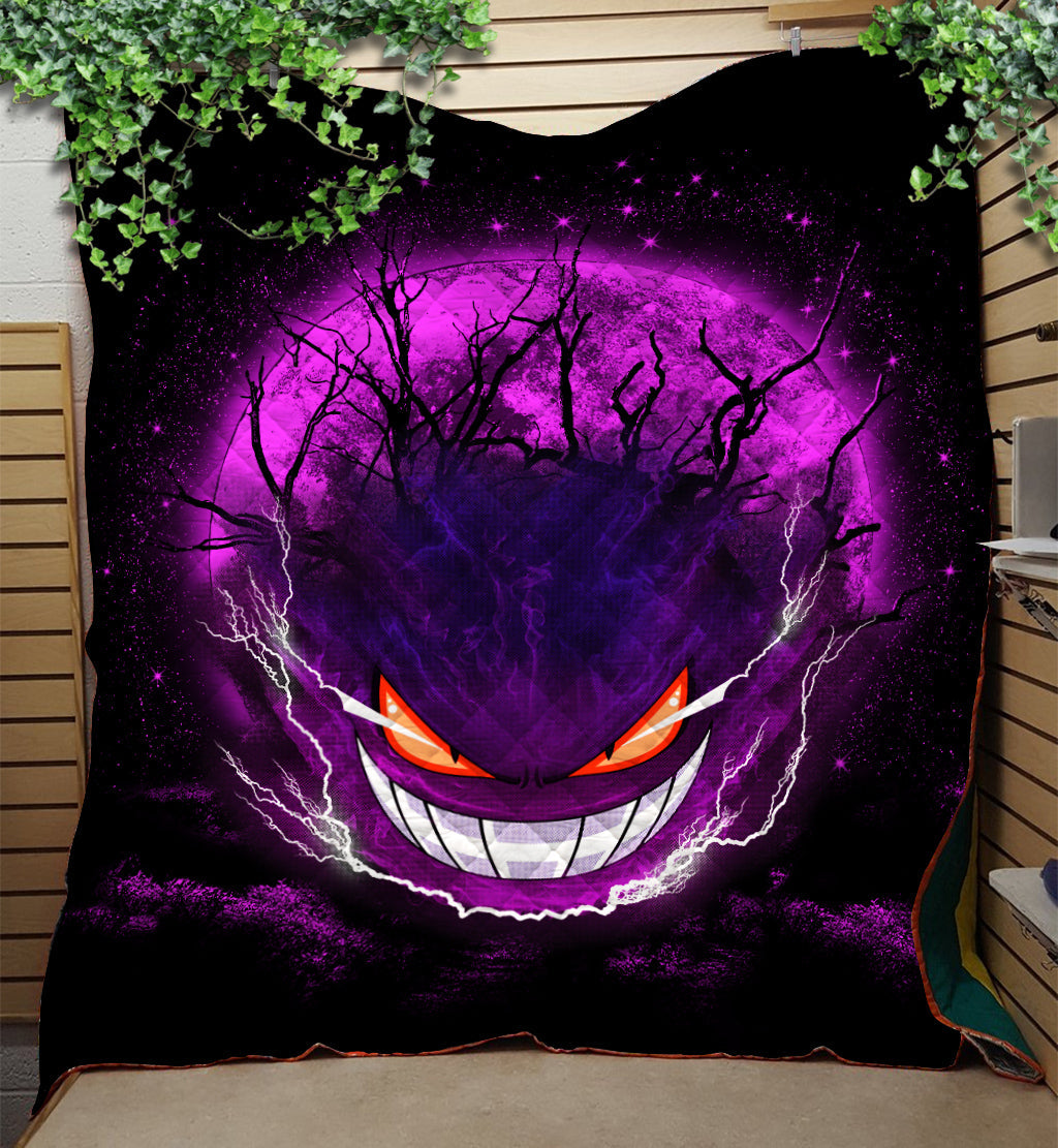 Gengar Pokemon Ghost Scary Moonlight Quilt Blanket