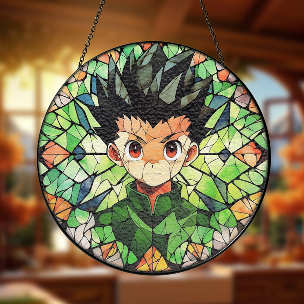 Gon Freecss Hunter X Hunter Japan Anime Round Stained Glass Suncatcher