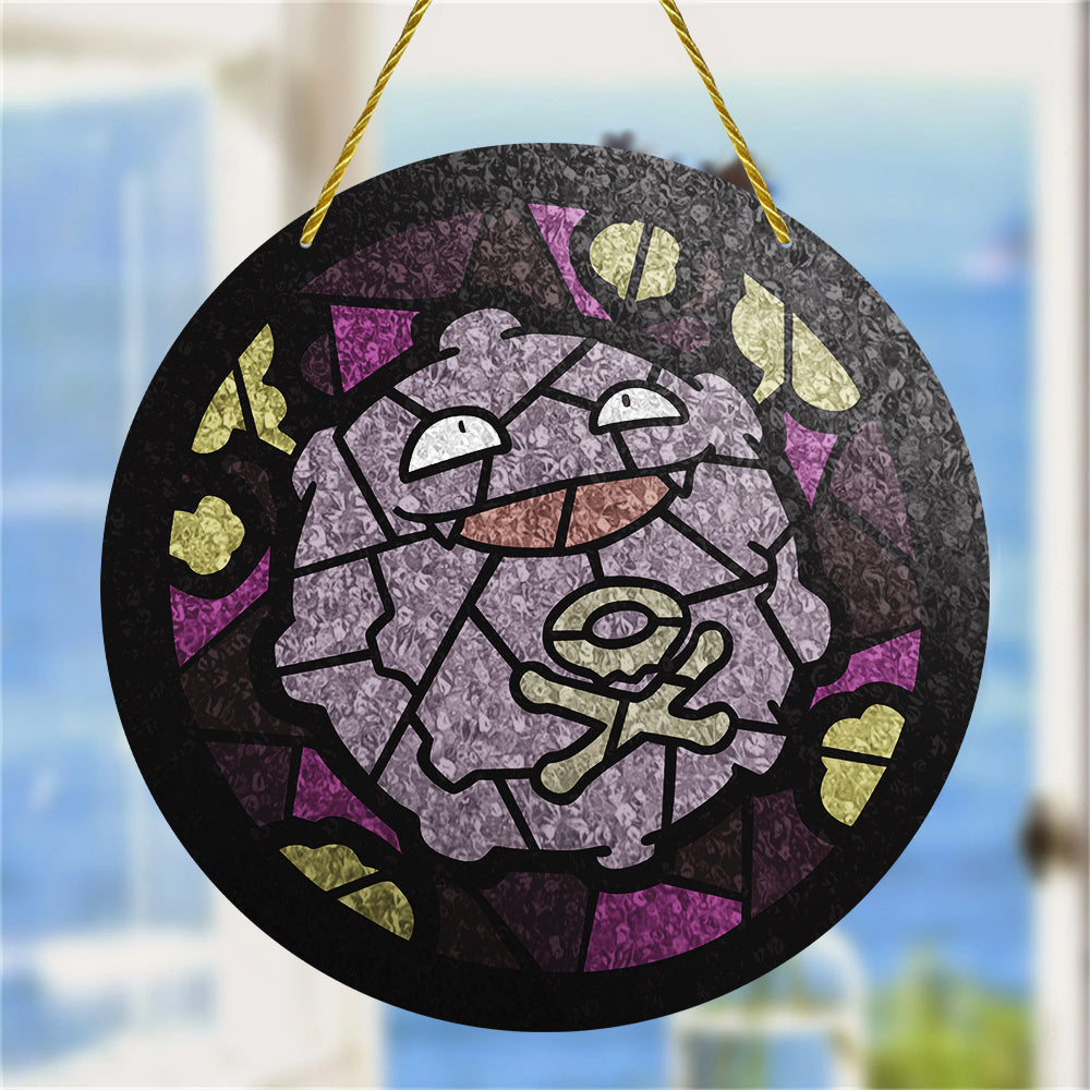 Koffing Pokemon Round Stained Glass Suncatcher