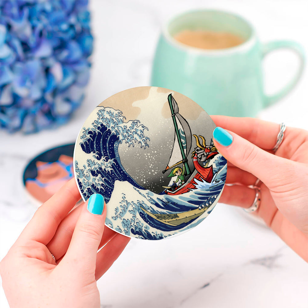 Legend Of Zelda The Great Wave Japan Ceramic Decor Coaster - Gift Idea