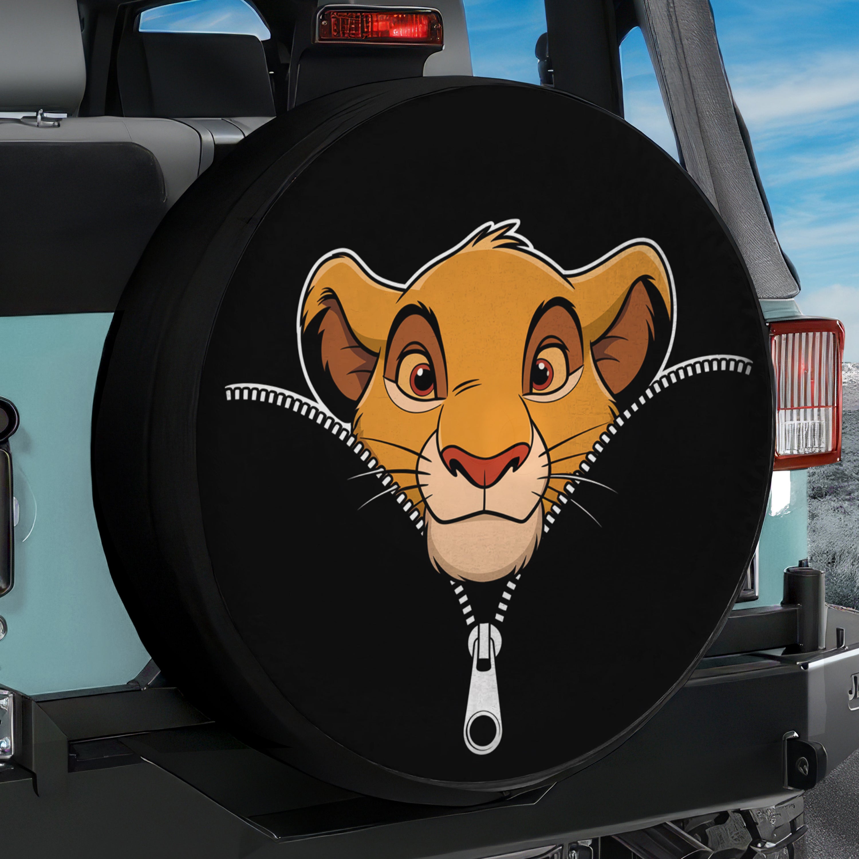 Lion King Simba Unzipped Jeep Car Spare Tire Cover