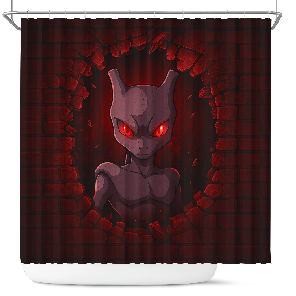 Mewtwo Pokemon Break Wall Shower Curtain