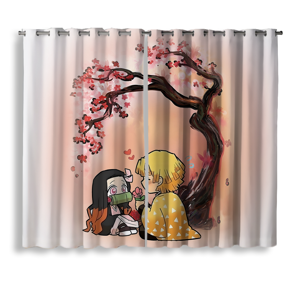 Nezuko Zenitsu Demon Slayer Cherry Blossom Japan Style Anime Window Cu