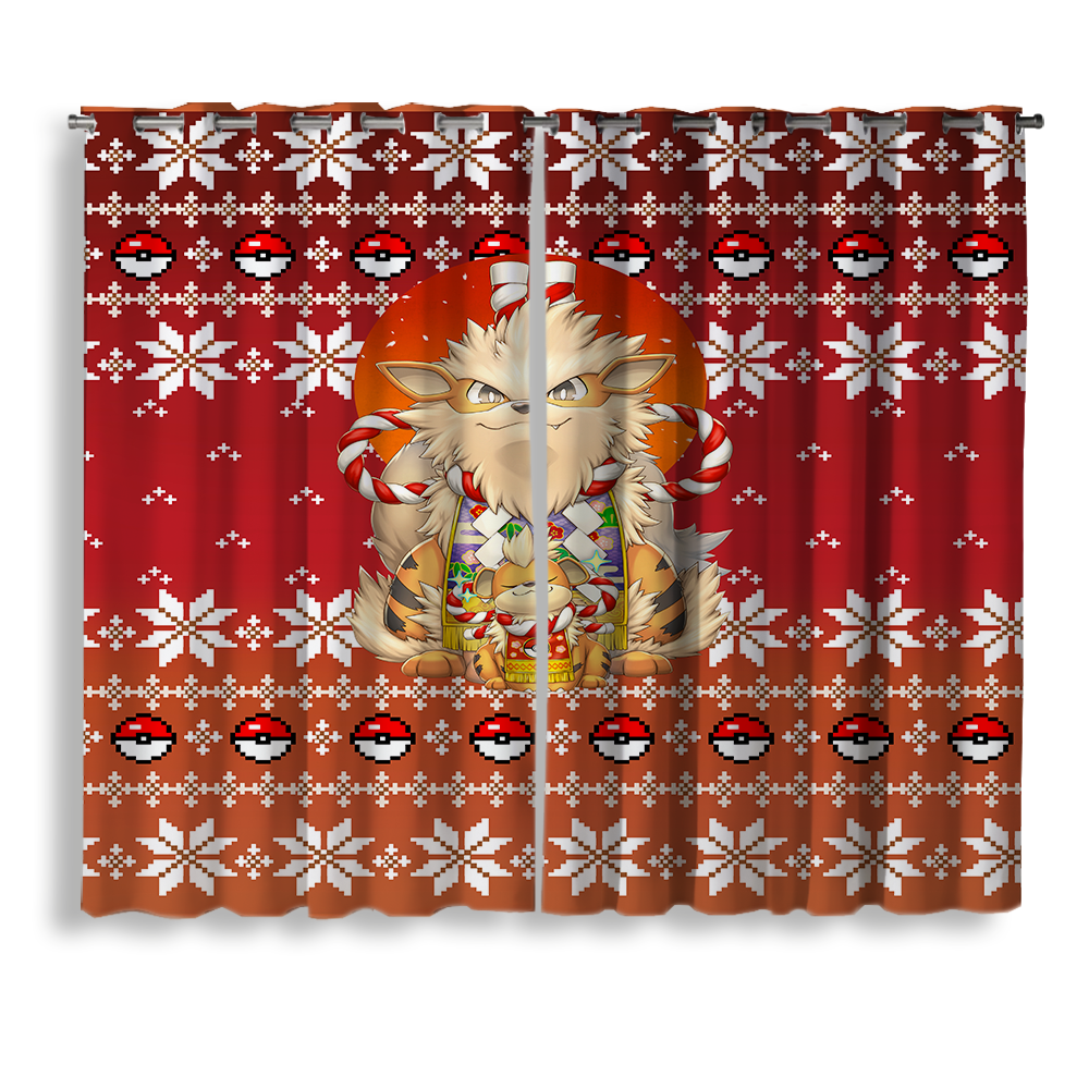 Pokemon Arcanine Christmas Window Curtain