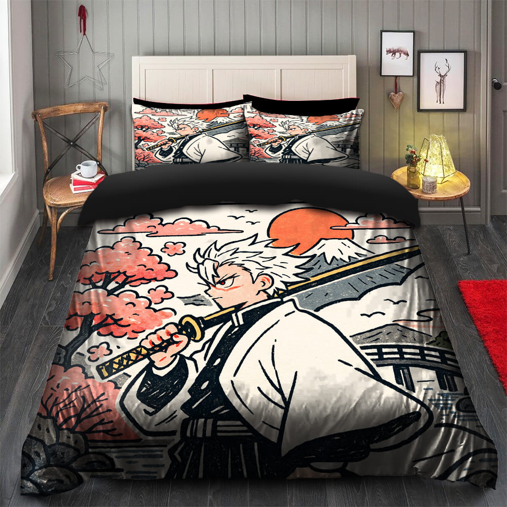 Sanemi Demon Slayer Anime Japan Ink Style Bedding Set