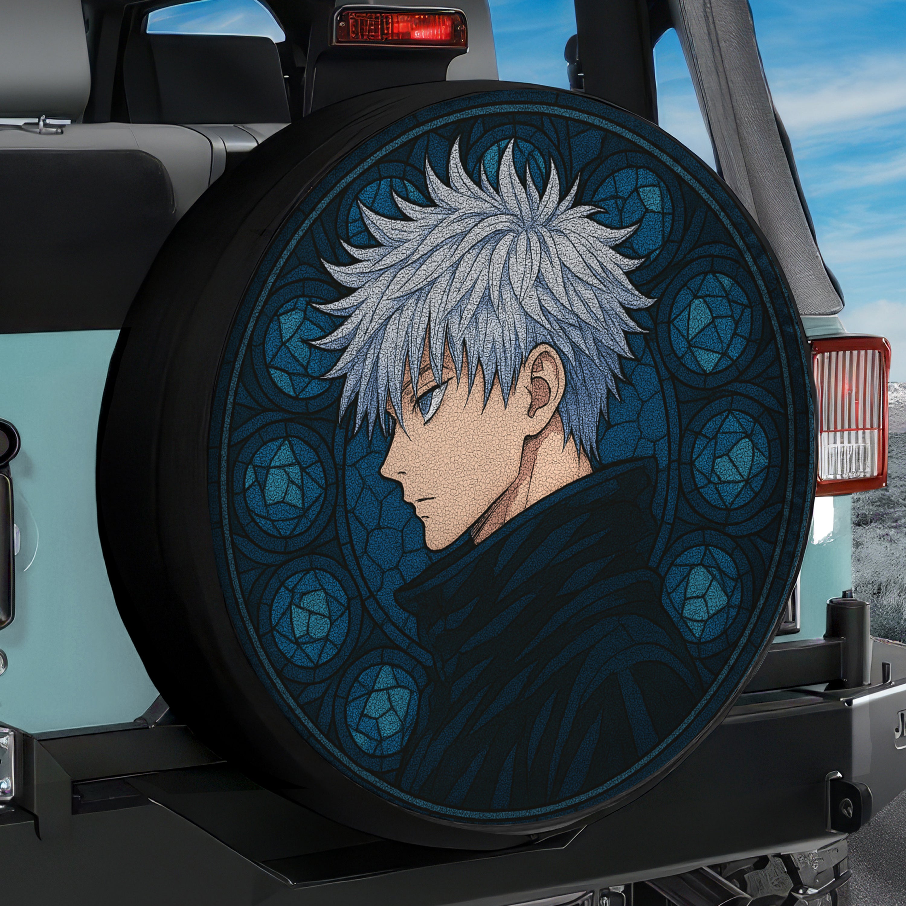 Satoru Gojo From Jujutsu Kaisen Anime Jeep Car Spare Tire Cover