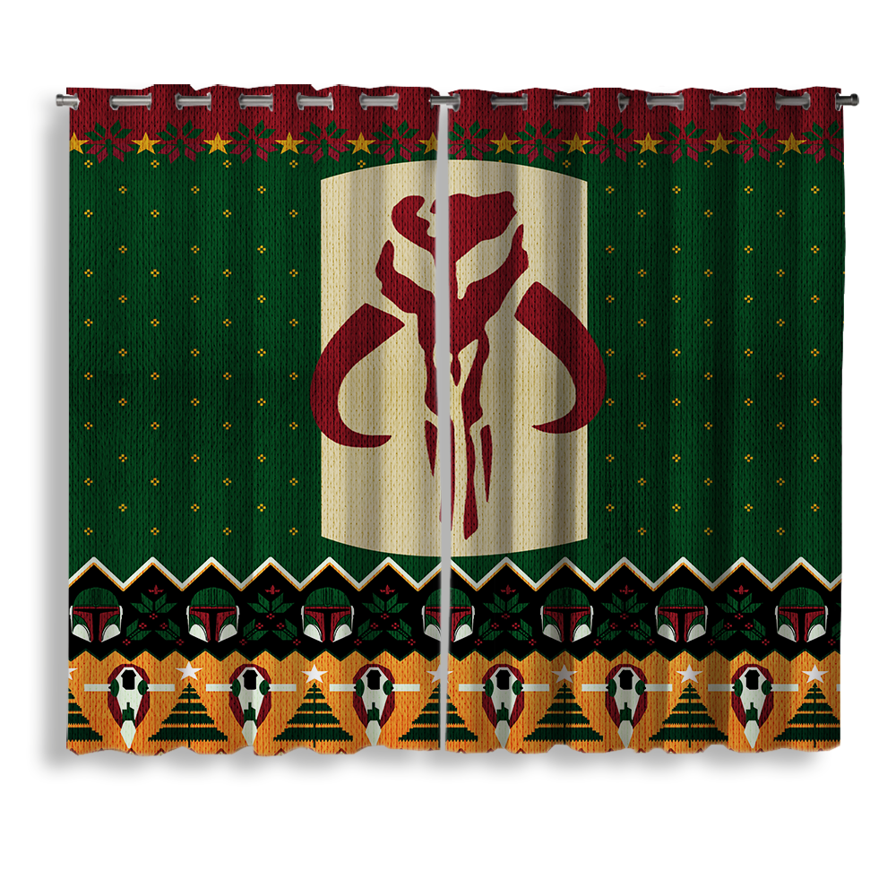 Star Wars Mandalorian Christmas Window Curtain