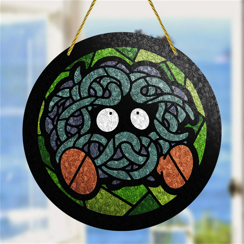 Tangela Pokemon Round Stained Glass Window Hanging Panel Suncatcher