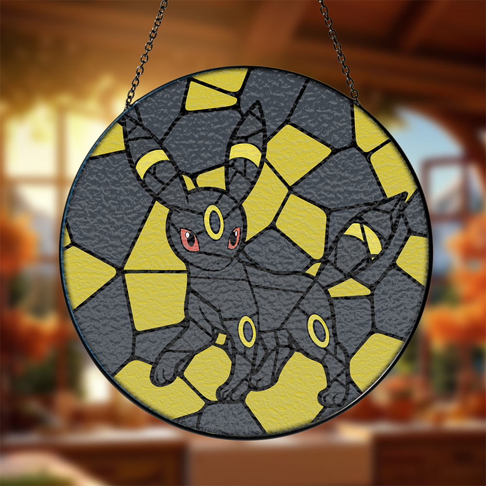 Umbreon Eevee Evolution Pokemon Round Stained Glass Suncatcher