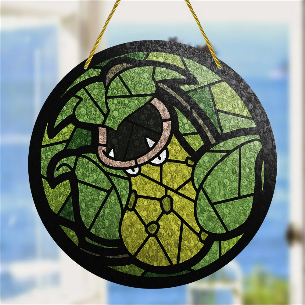 Victreebell Pokemon Round Stained Glass Window Hanging Panel Suncatche