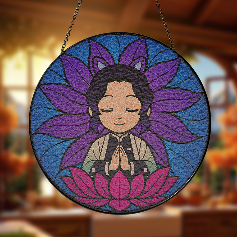 Yoga Meditation Mandala Kocho Shinobu Demon Slayer Stained Glass Sunca
