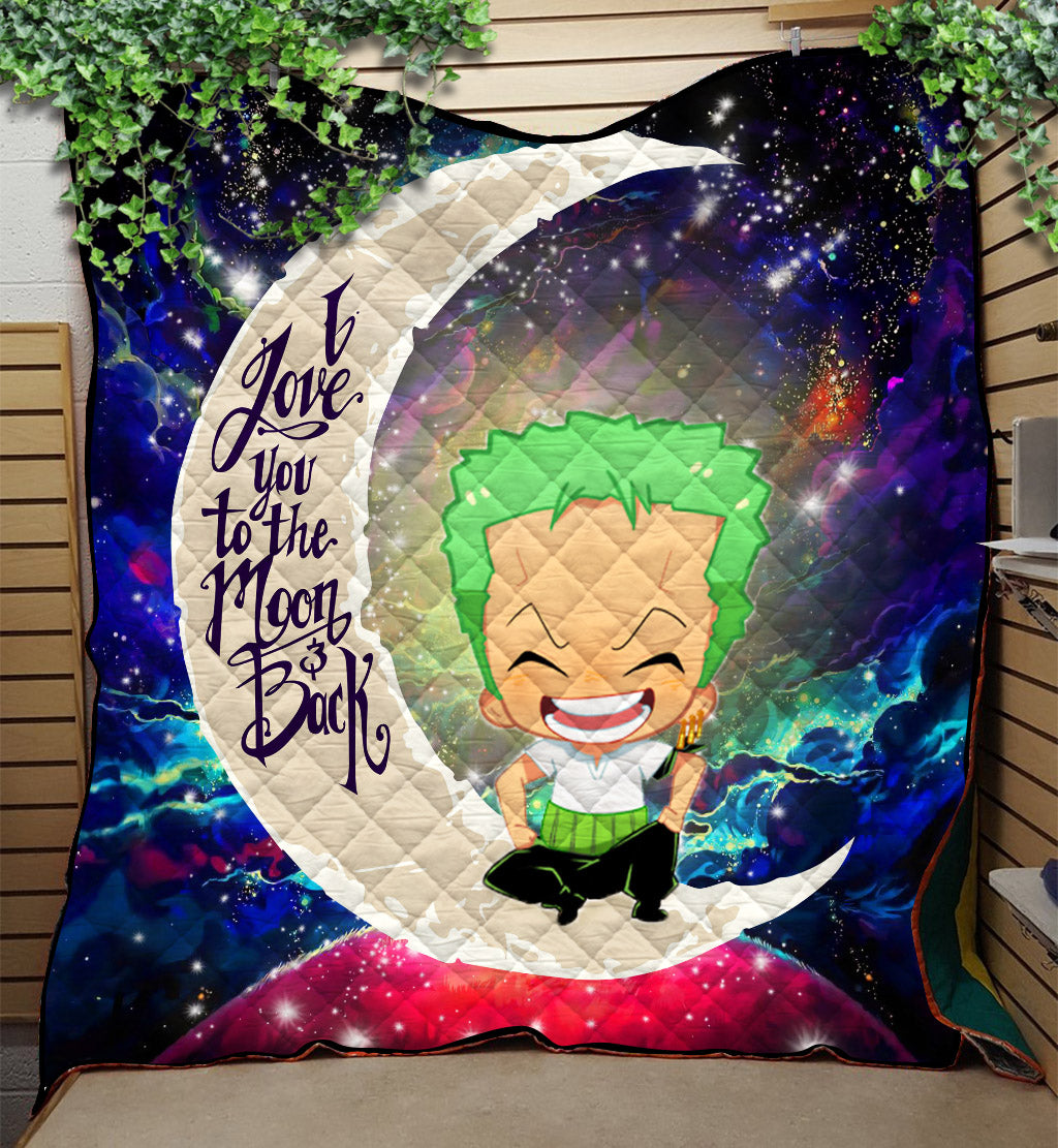 Zoro One Piece Love You To The Moon Galaxy Quilt Blanket