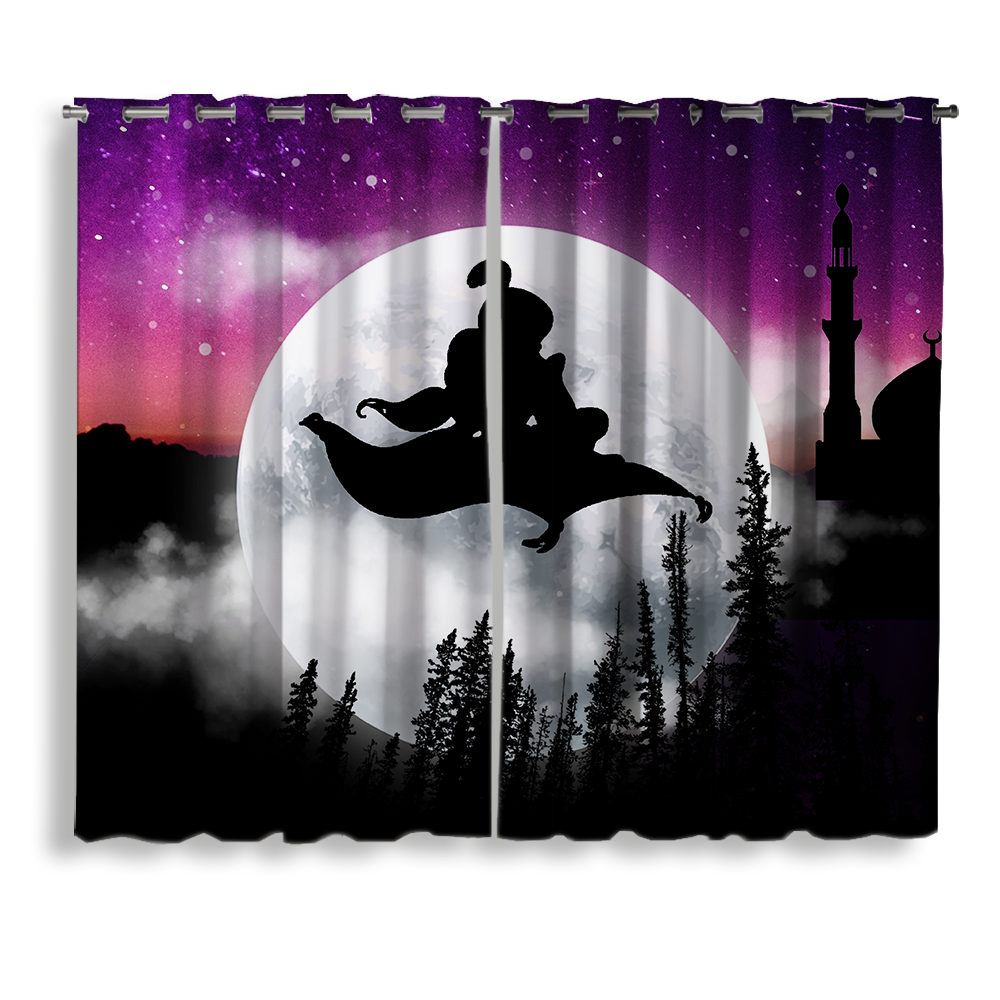 Aladin Moon Night Background Window Curtain