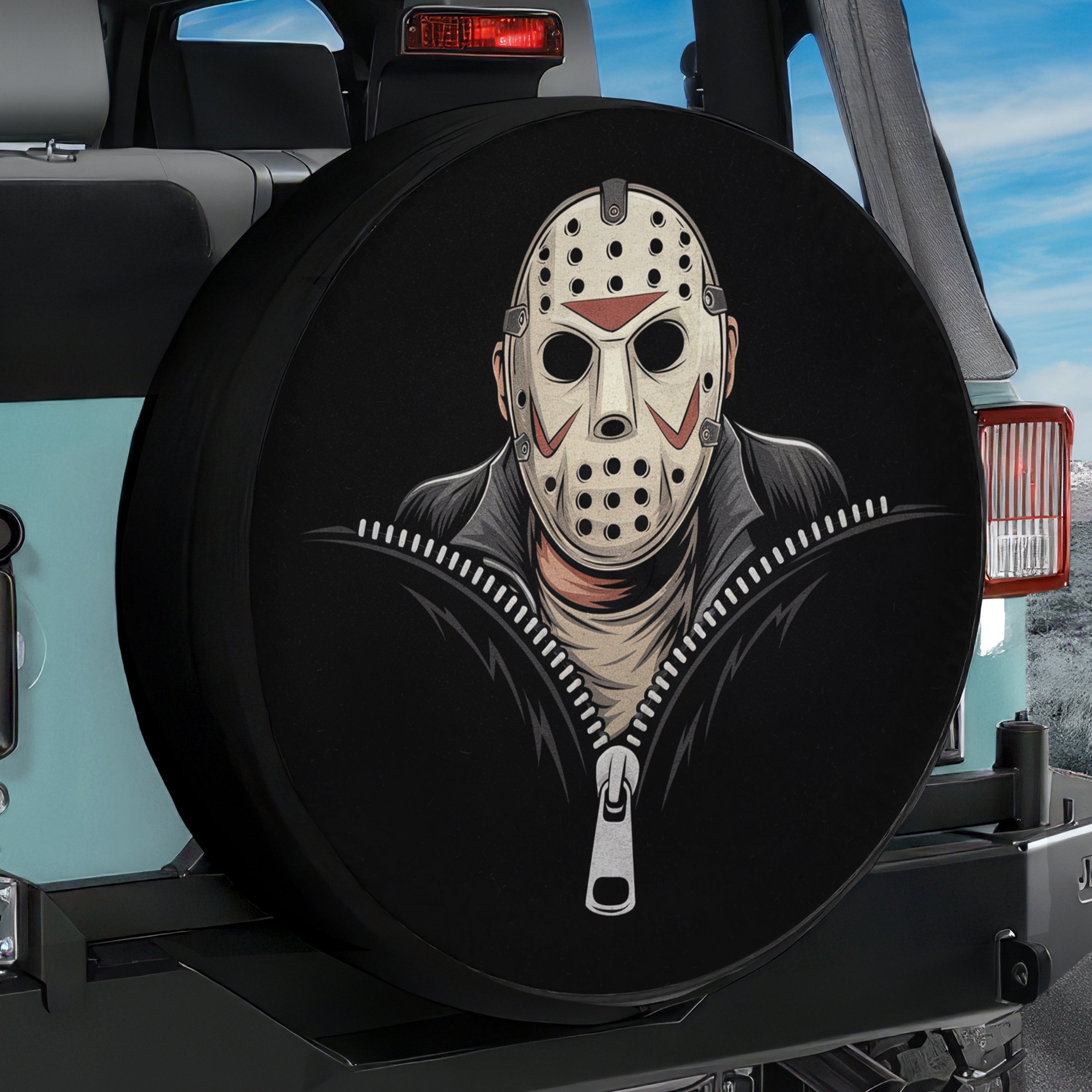 Jason Voorhees Horror Movie Unzipped Jeep Car Spare Tire Cover