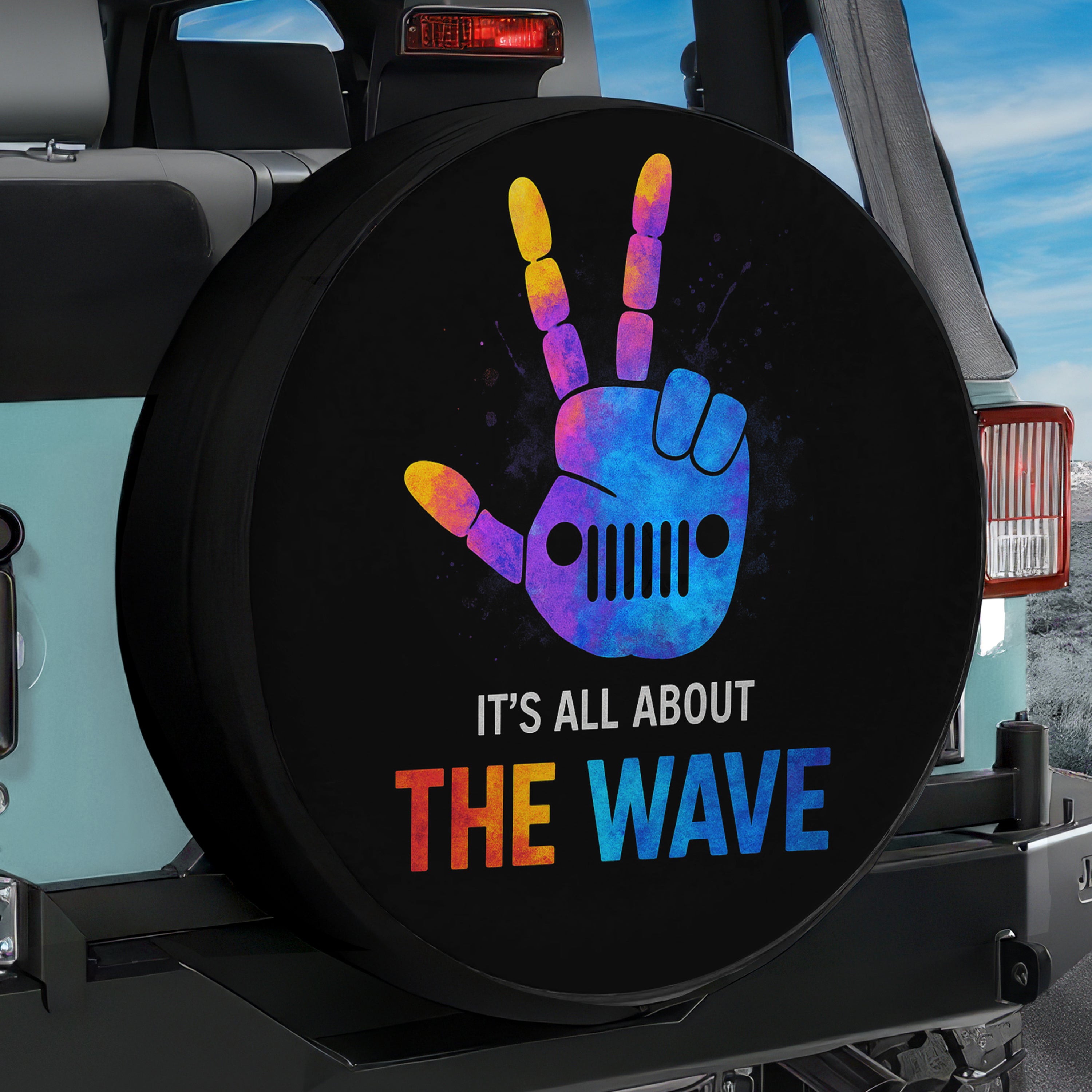 Jeep Wave Peace Sign Car Spare Tire Cover