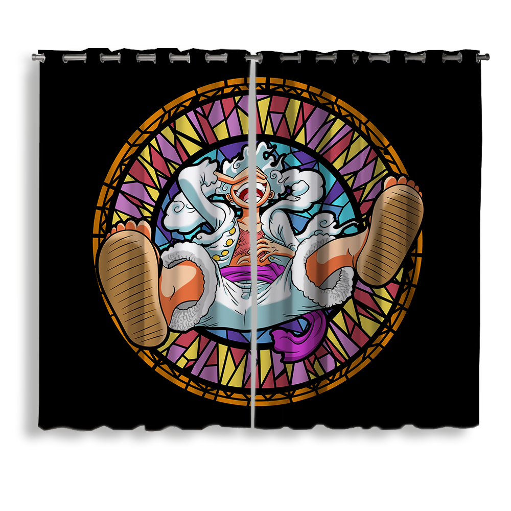 One Piece Luffy Gear 5 Stained Glass Window Curtain