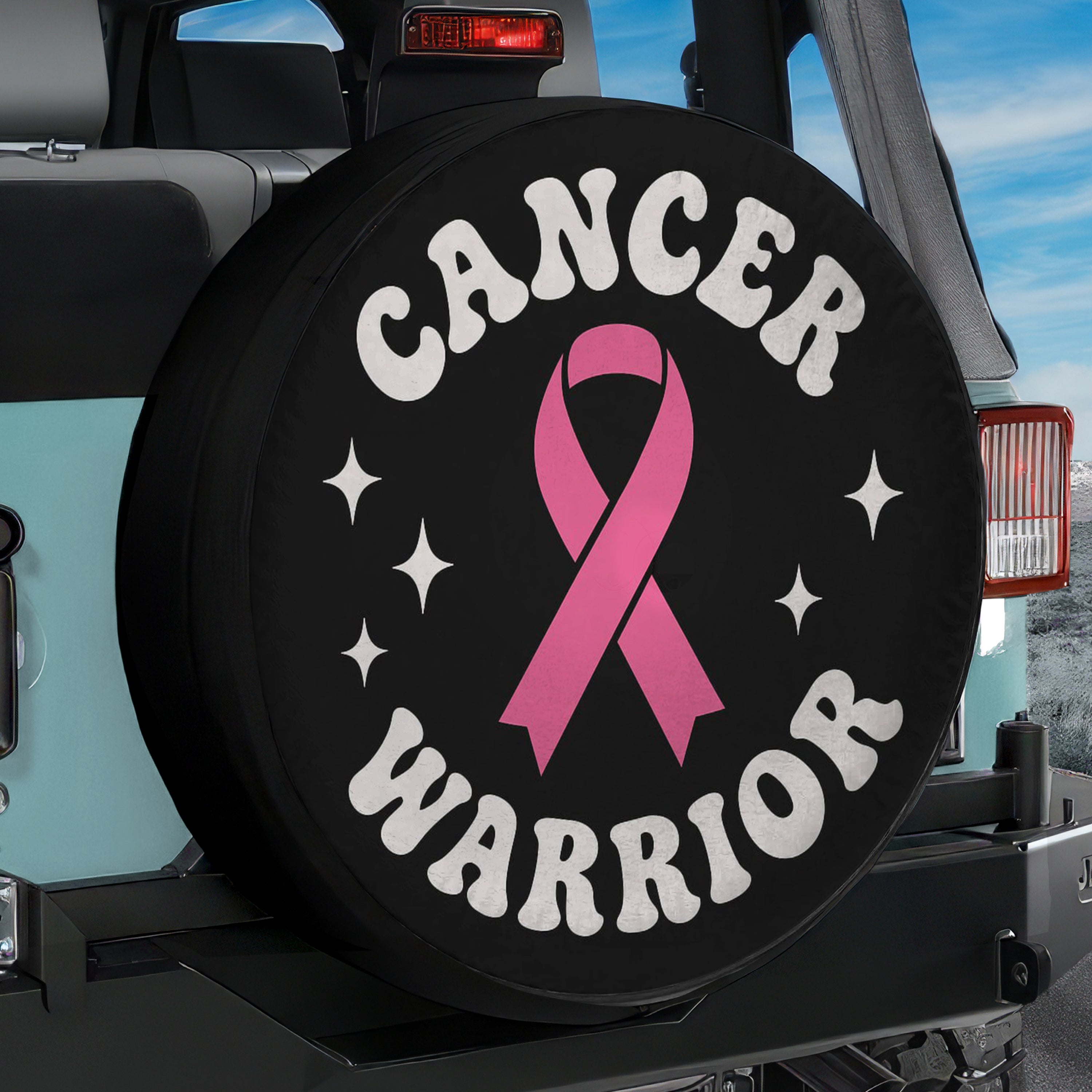 Pink Ribbon Warrior Jeep Car Spare Tire Cover