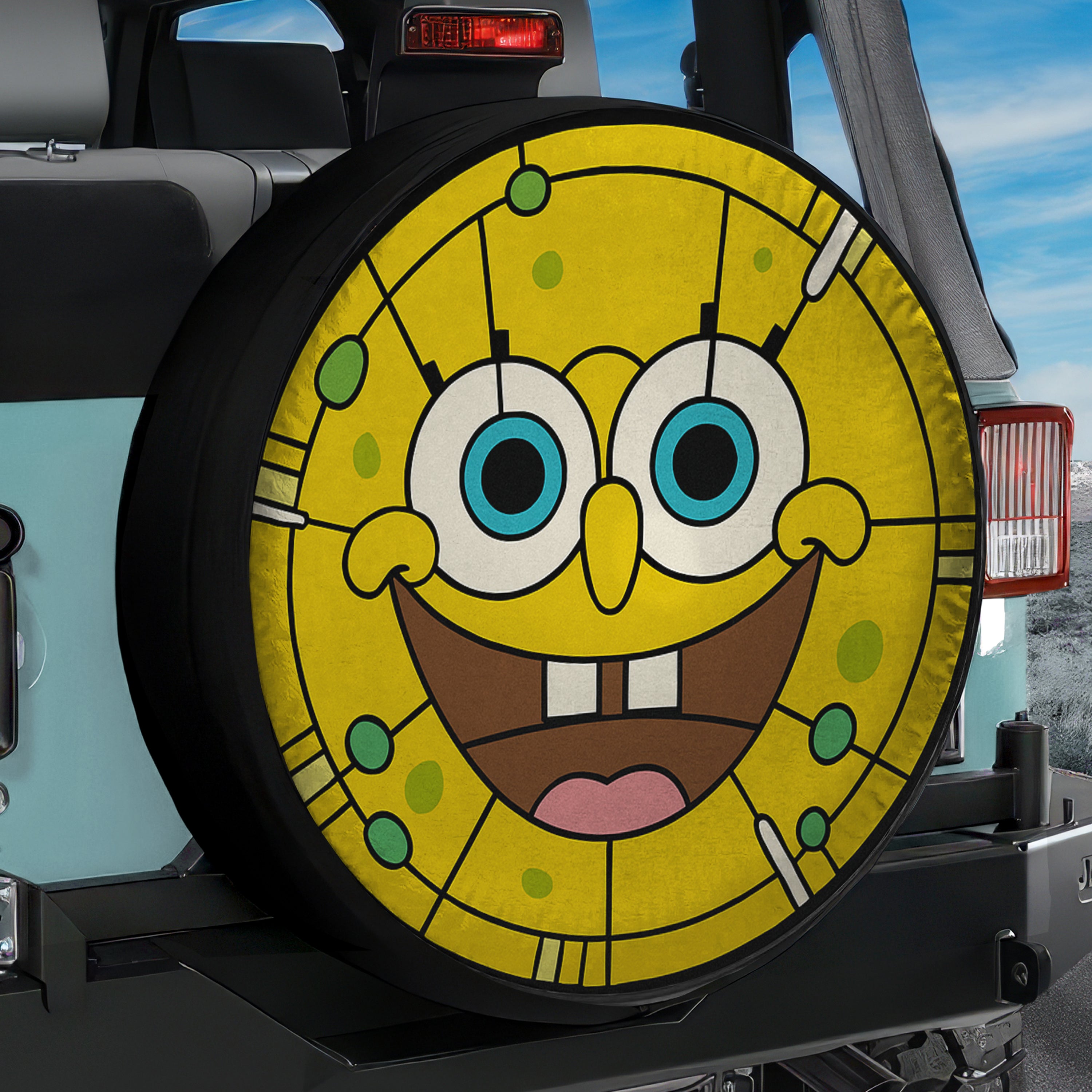 Spongebob Face Jeep Car Spare Tire Cover