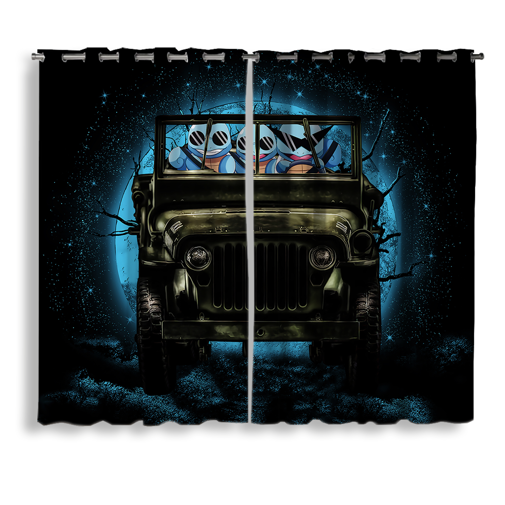 Squirtle Gangster Pokemon Halloween Moonlight Window Curtain