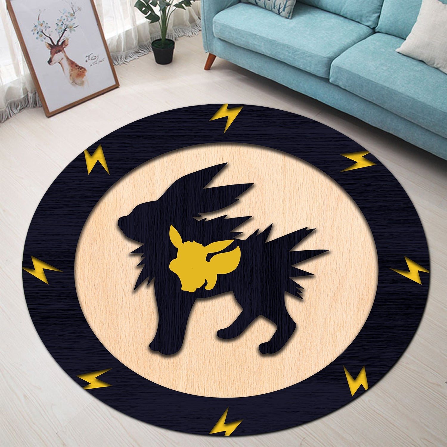 Jolteon Eevee Pokemon Evolution Round Rug