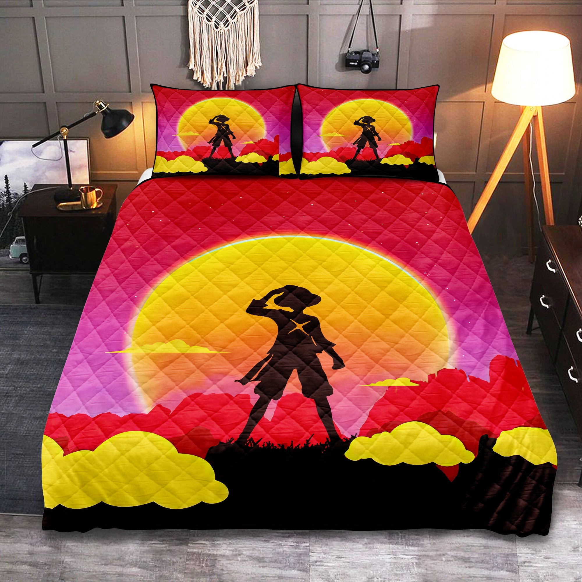 One Piece Luffy Anime Sunset Quilt Bed Sets