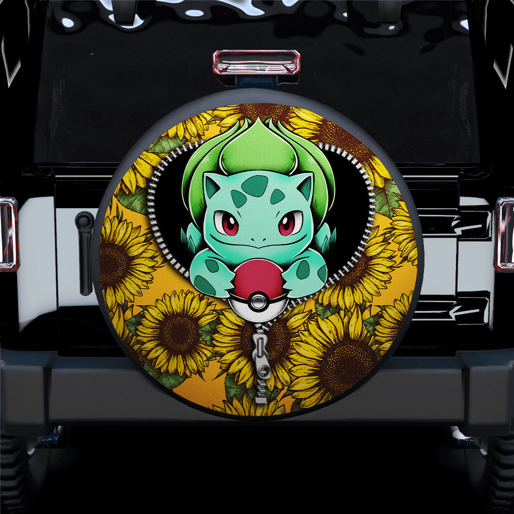 Bulbasaur Pokemon Sunflower Zipper Car Spare Tire Cover