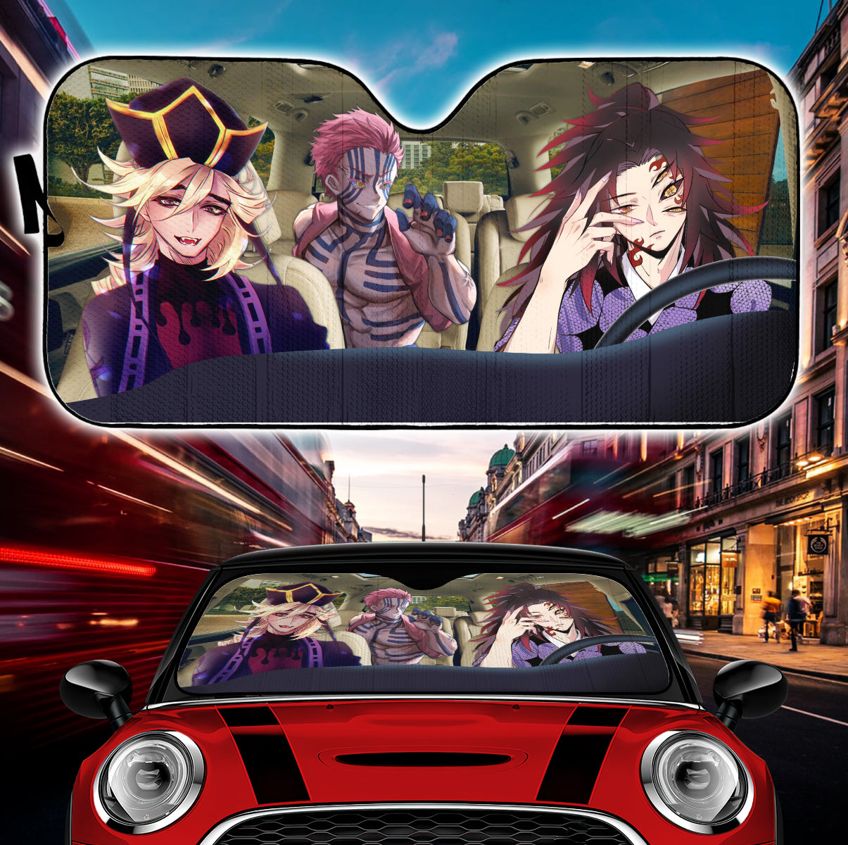 Demon Slayer Kokushibo Doma Akaza Car Auto Sunshades