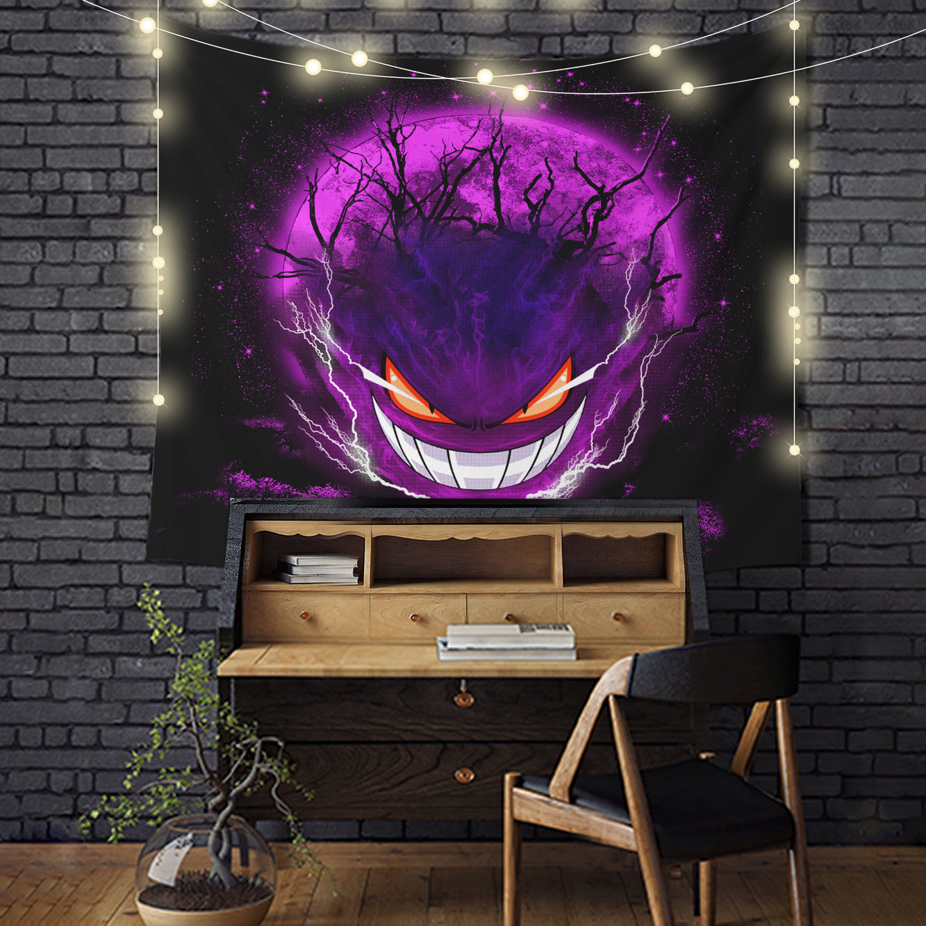 Gengar Pokemon Ghost Scary Moonlight Tapestry