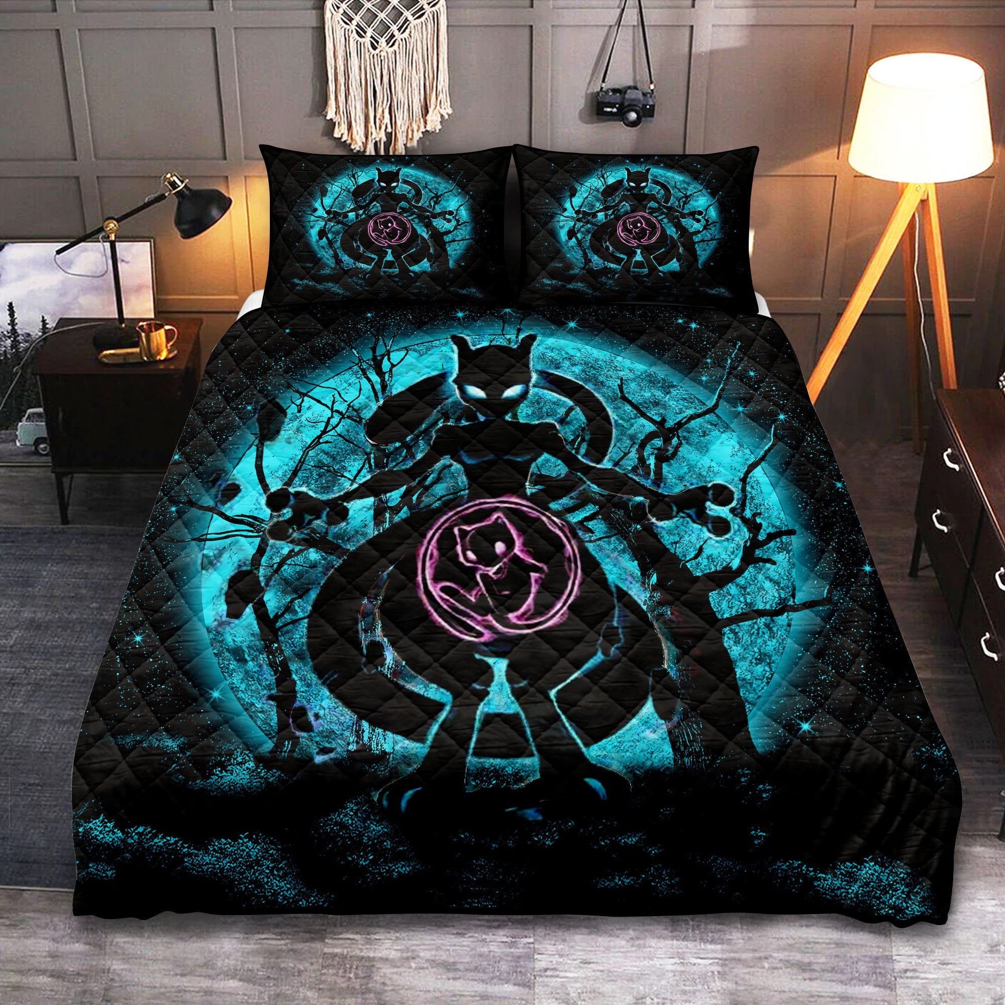 Mewtwo Pokemon Moonlight Quilt Bed Sets