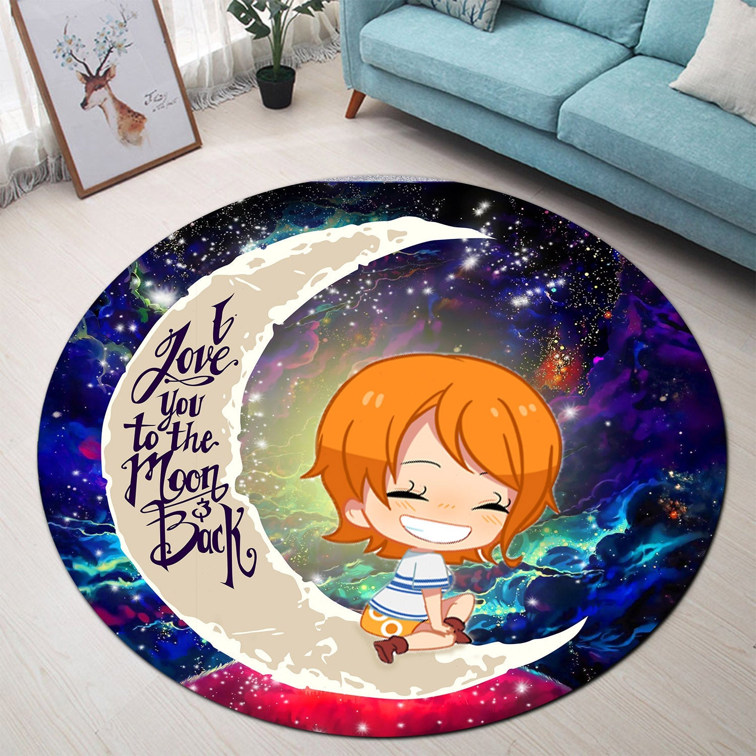 Nami One Piece Love You To The Moon Galaxy Round Rug