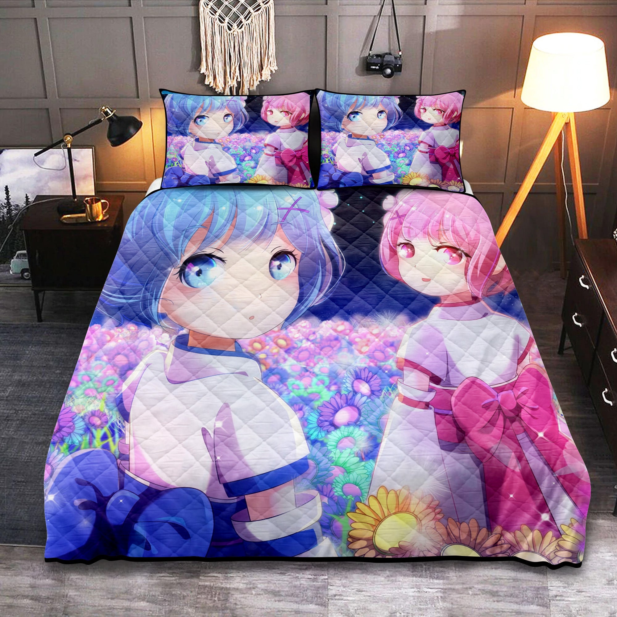 Ram And Rem ReZero Anime Quilt Bed Sets