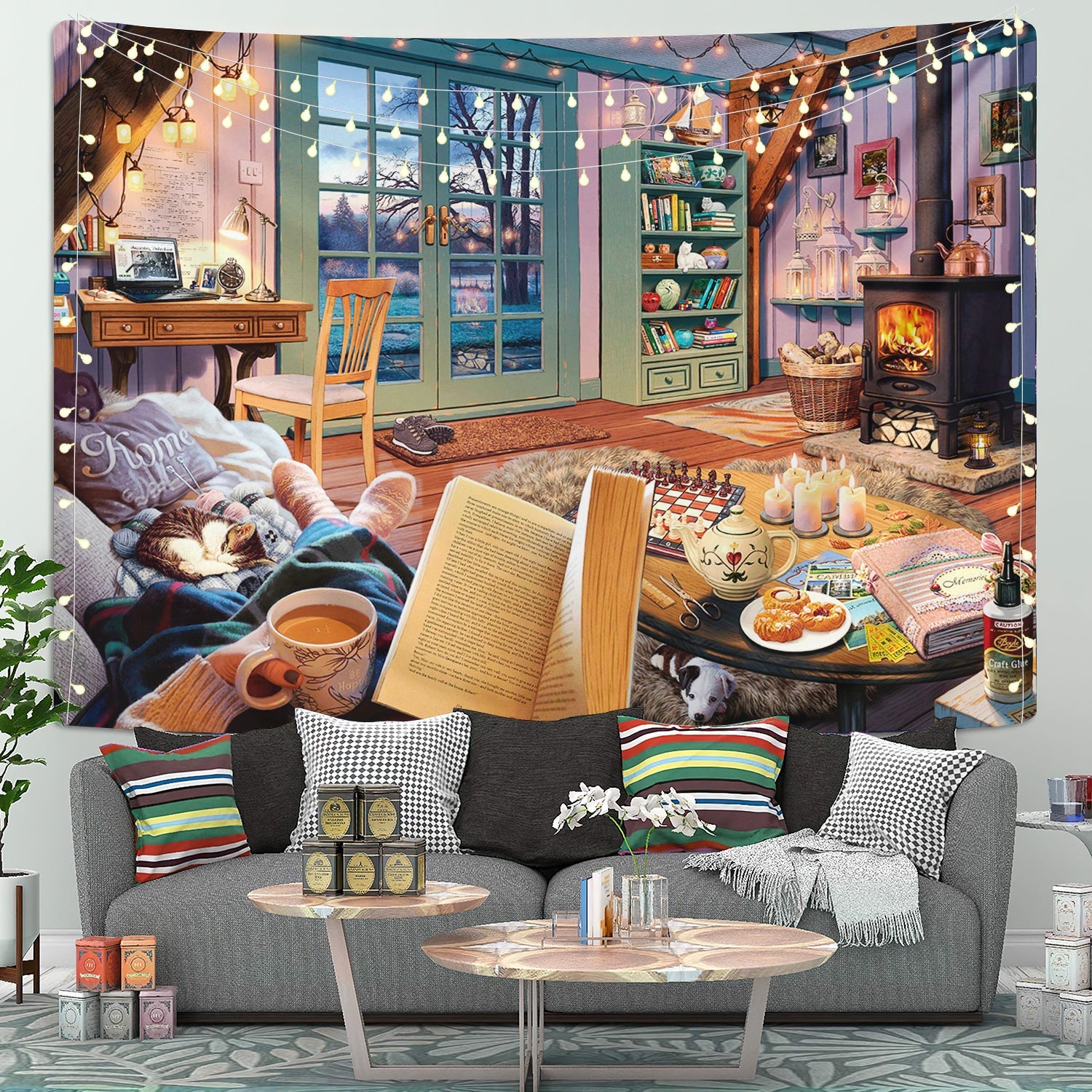 Reading Book Chill Time Tapestry