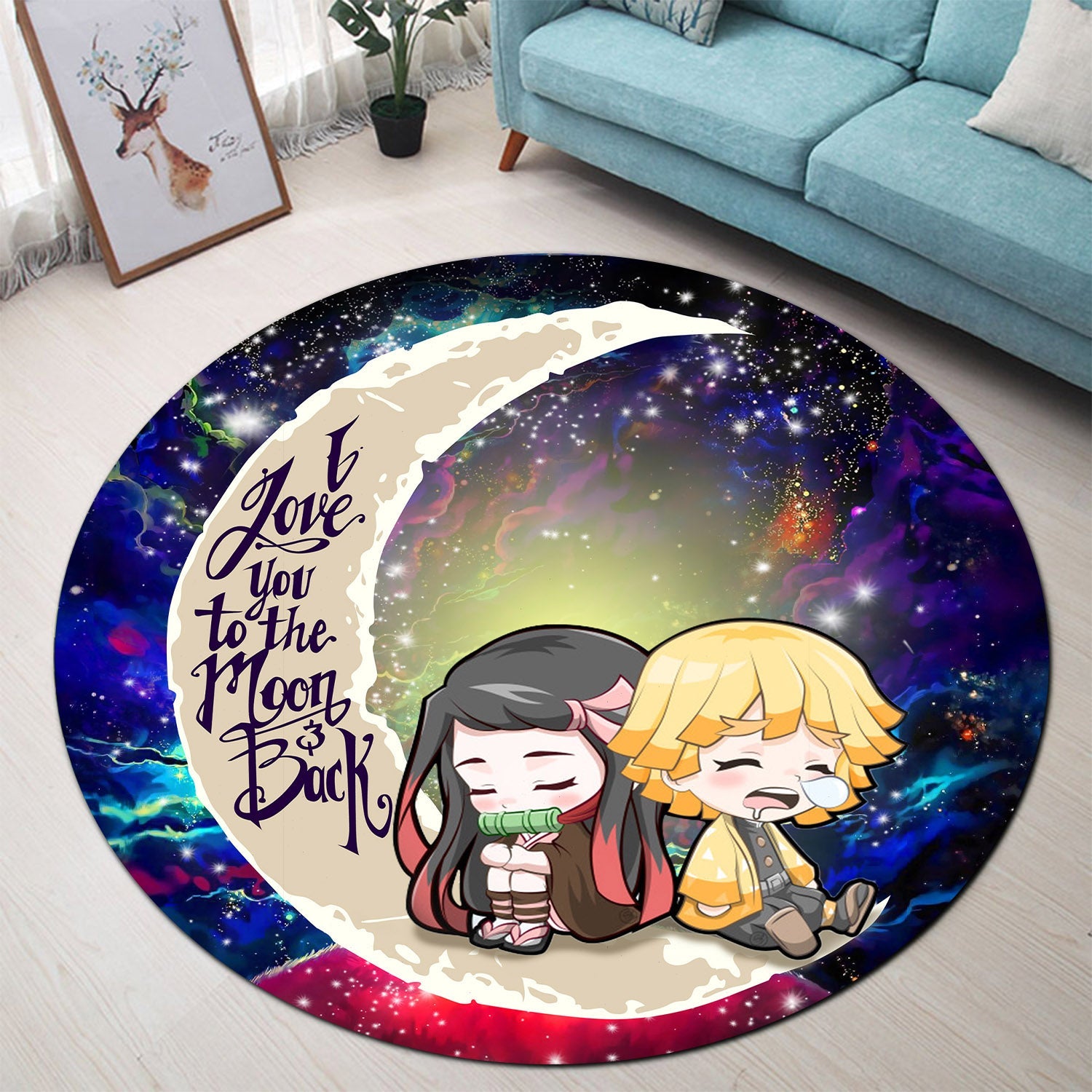 Zenitsu And Nezuko Chibi Demon Slayer Love You To The Moon Galaxy Roun