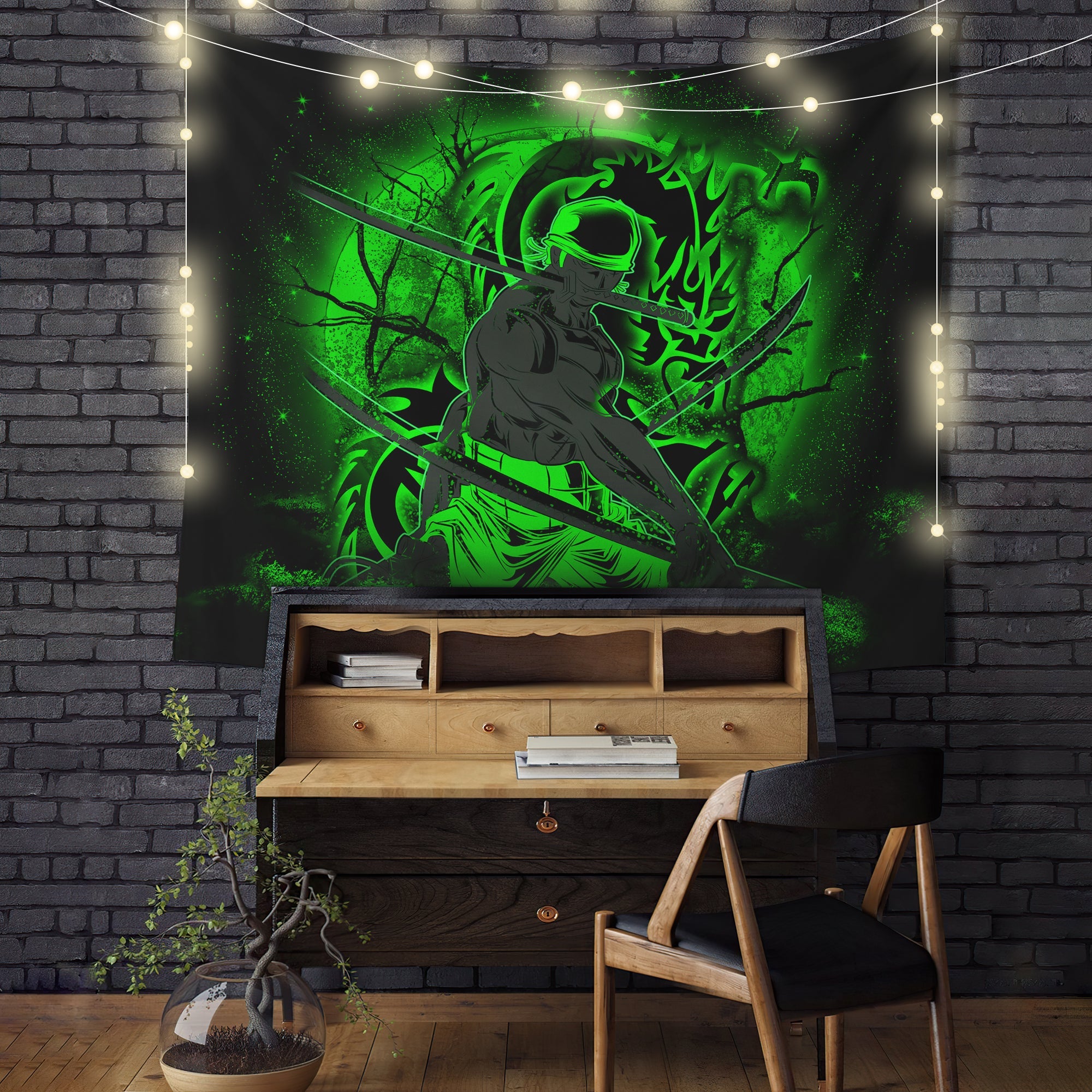 Zoro One Piece Moonlight Tapestry